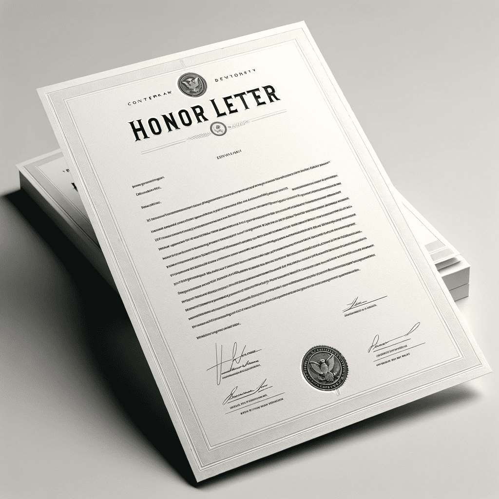 Sample of Honor Letter: सम्मान पत्र का नमूना - onastore.in